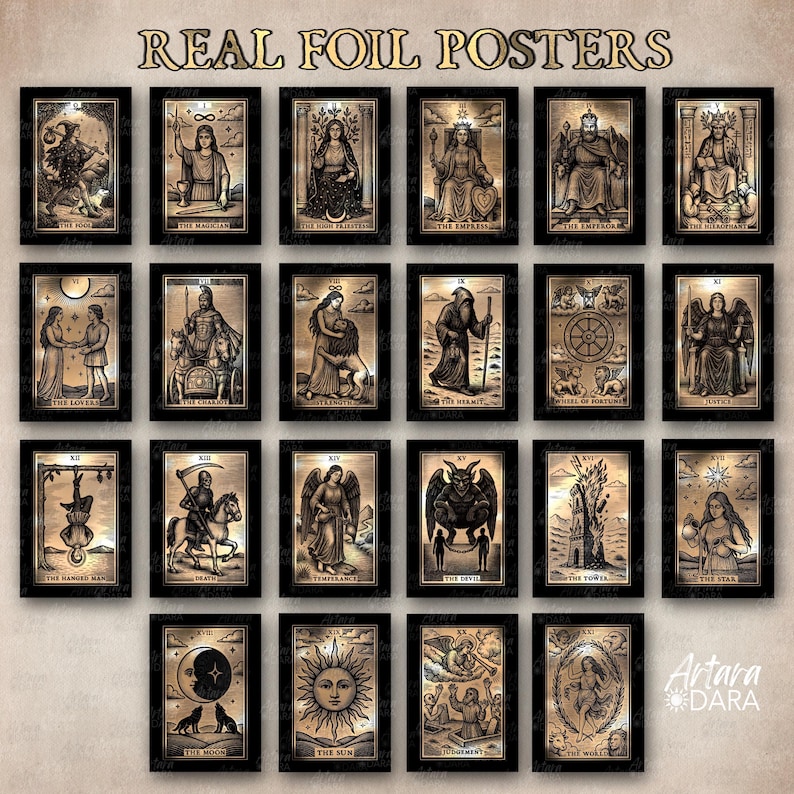 Gold Foil Tarot Poster Set – Custom Major Arcana Print (unframed) - Etsy