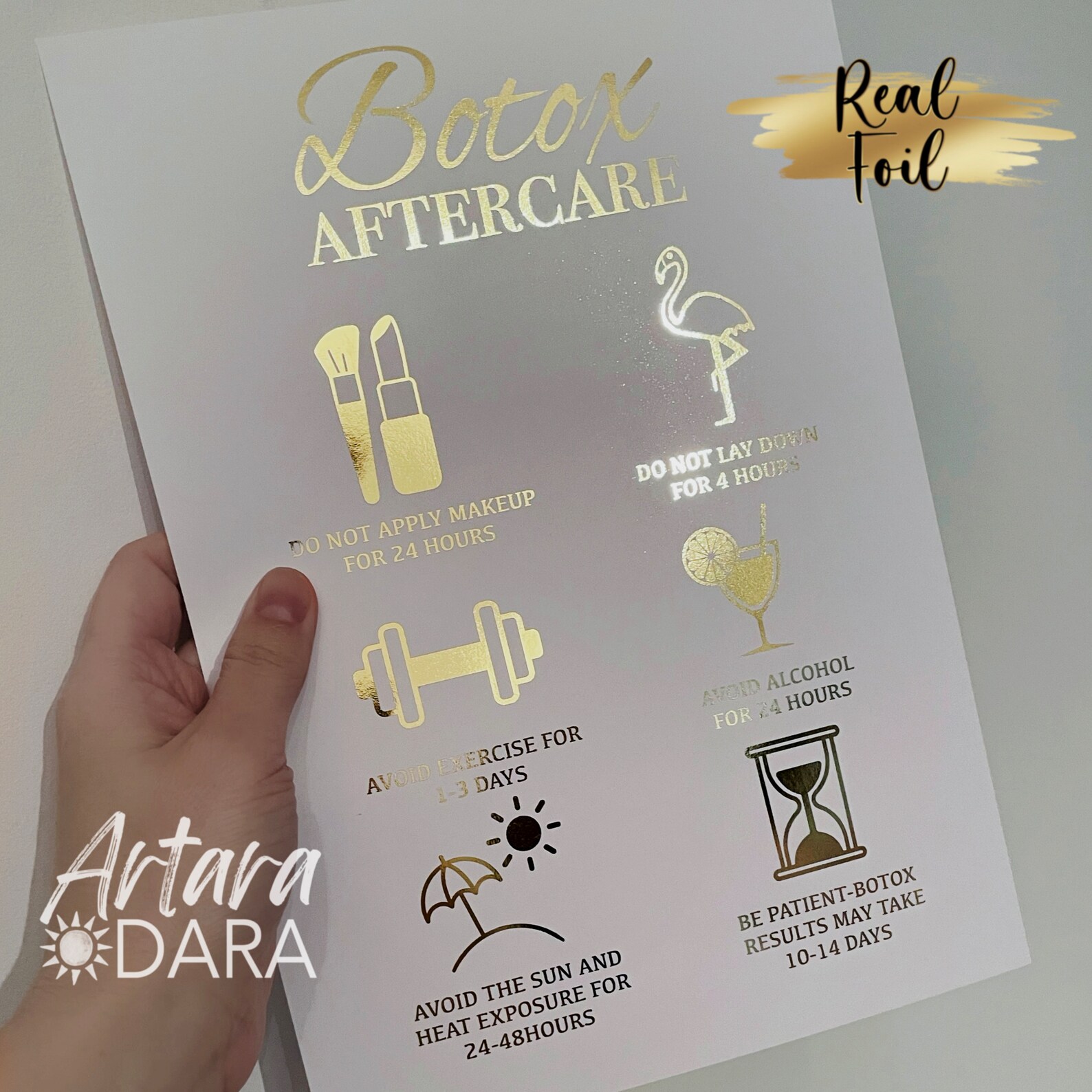 Gold Foil Botox Posters: Aftercare, Injection Sites, Anti-wrinkle Art ...