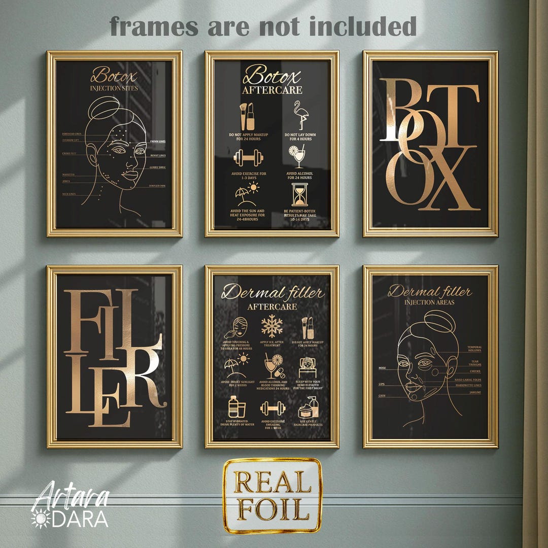 Gold Foil Botox & Filler Poster Set of 6 – Aesthetic Clinic Art ...