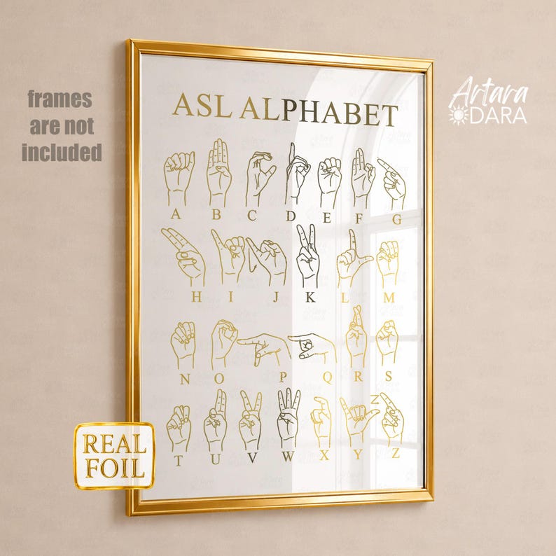 American Sign Language Educational Prints, ASL Letter Chart Number ...