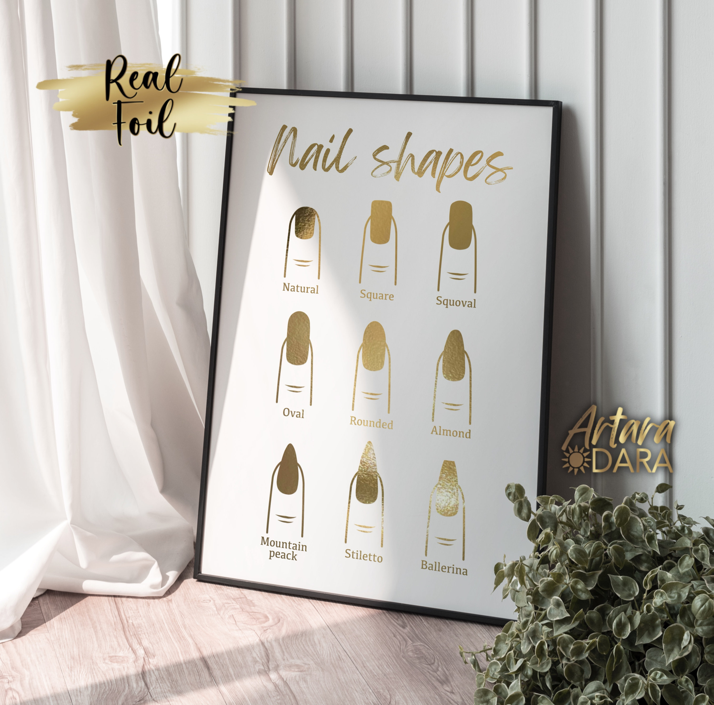 Nail Shapes Poster Real Foil Print Nails Salon Decor Nails - Etsy