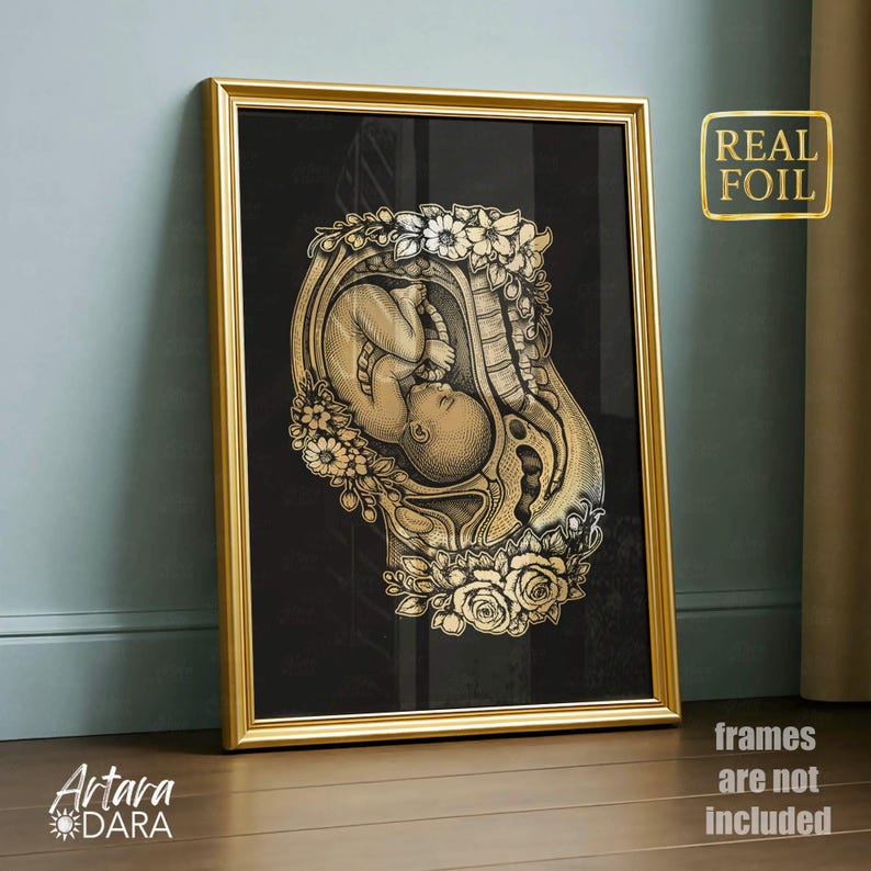 Fetal Anatomy Print, Pregnancy Womb Art, Prenatal Wall Art, Midwife ...