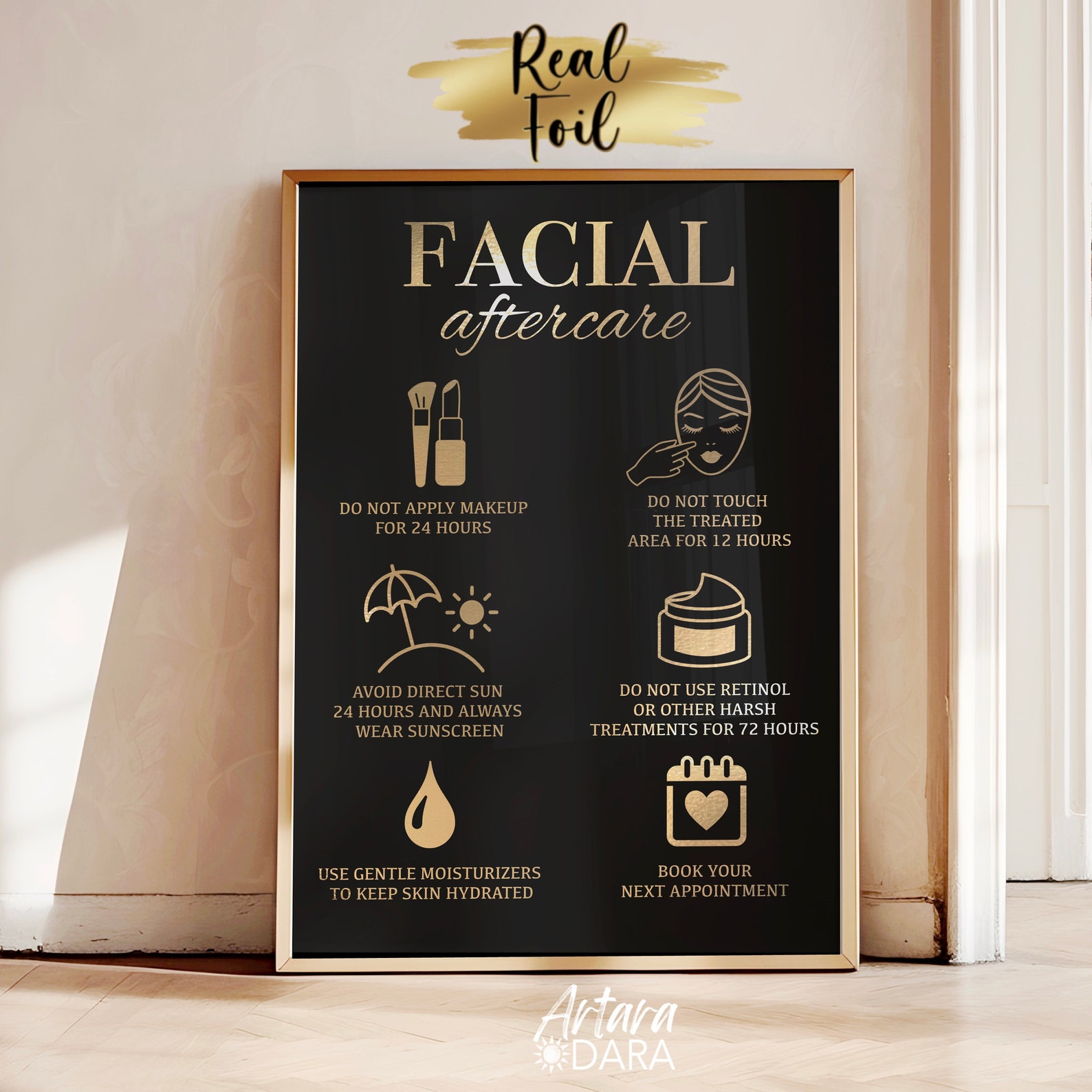 Facial Aftercare Art, Real Foil Print, Beauty Salon Decor, Skin Anatomy ...