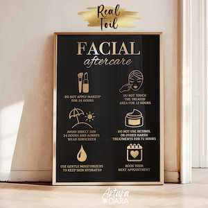Facial Aftercare Art, Real Foil Print, Beauty Salon Decor, Skin Anatomy ...
