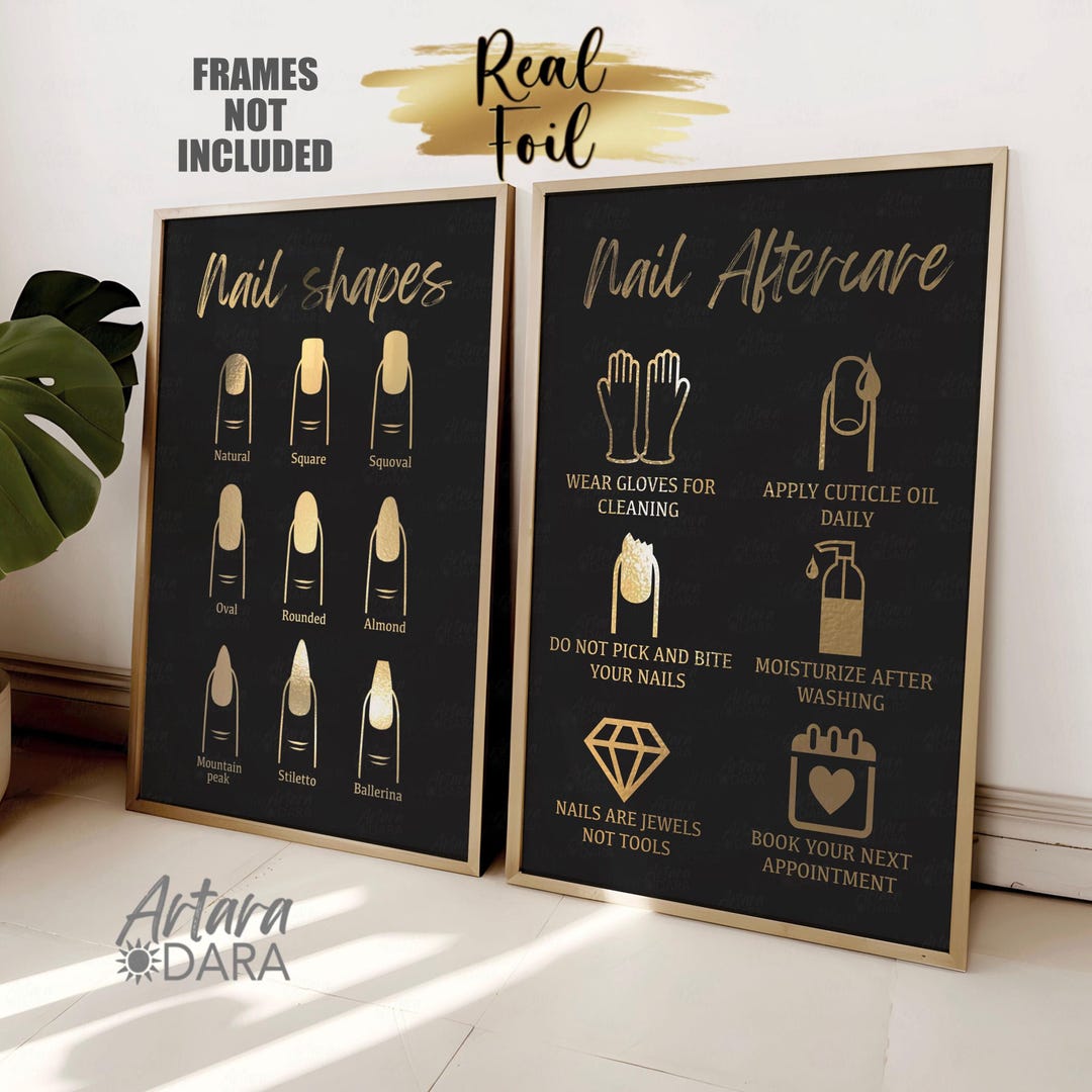 2 Nails Tech Poster, Real Foil Print, Nails Salon Decor, Manicure ...