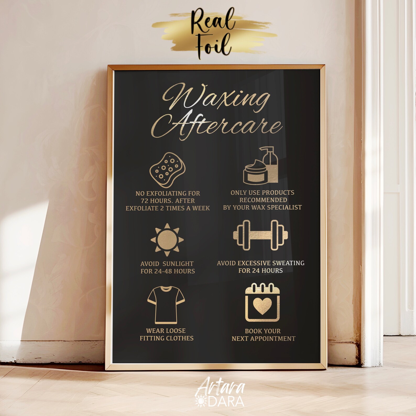 4 Waxing Poster, Real Foil Print, Wax Salon Decor, Waxing Quotes ...