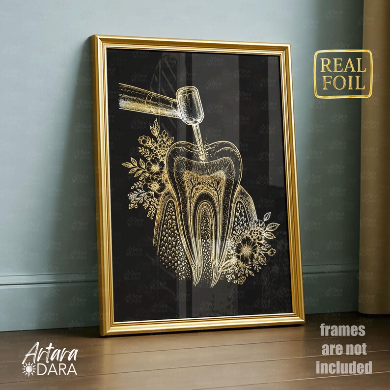 Gold Foil Dental Poster Set of 8 , Tooth Anatomy , Orthodontics Decor ...