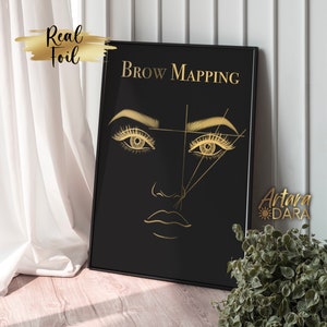 Set 4 Brow Posters, Real Foil Print, Beauty Salon Decor, PMU Brow Art ...