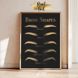 Set 4 Brow Wall Art, Real Foil Print, PMU Brow Aftercare, Brow Shapes ...
