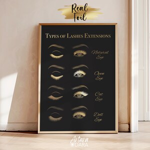 Eyelash Extensions Poster, Real Foil Print, Lashes Wall Art, Lash Tech ...