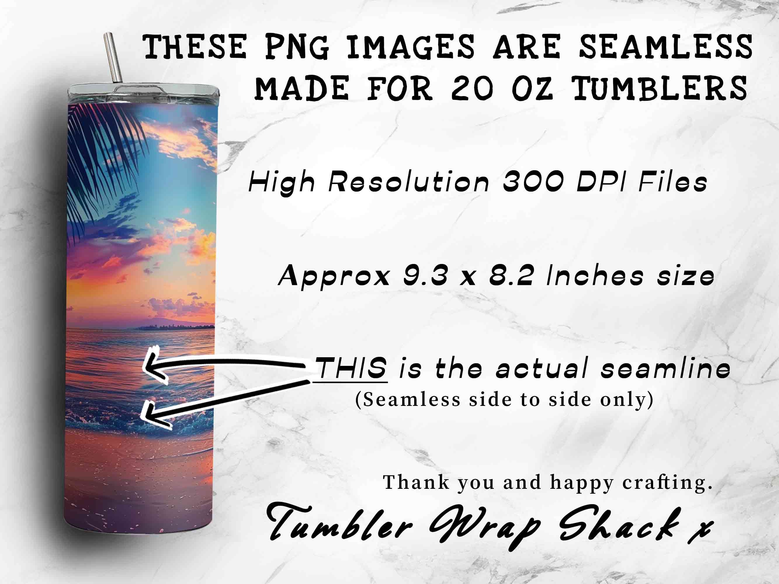 Sunset Beach Tumbler Wrap Scene PNG, Summer Ocean Designs, 20oz ...