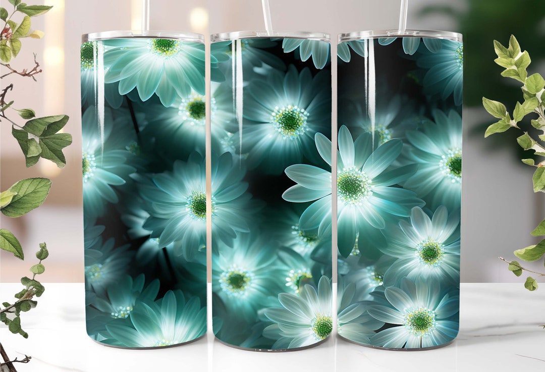 3D Flowers in Supernatural Light Seamless Tumbler Wrap -20 Oz 30 Oz ...