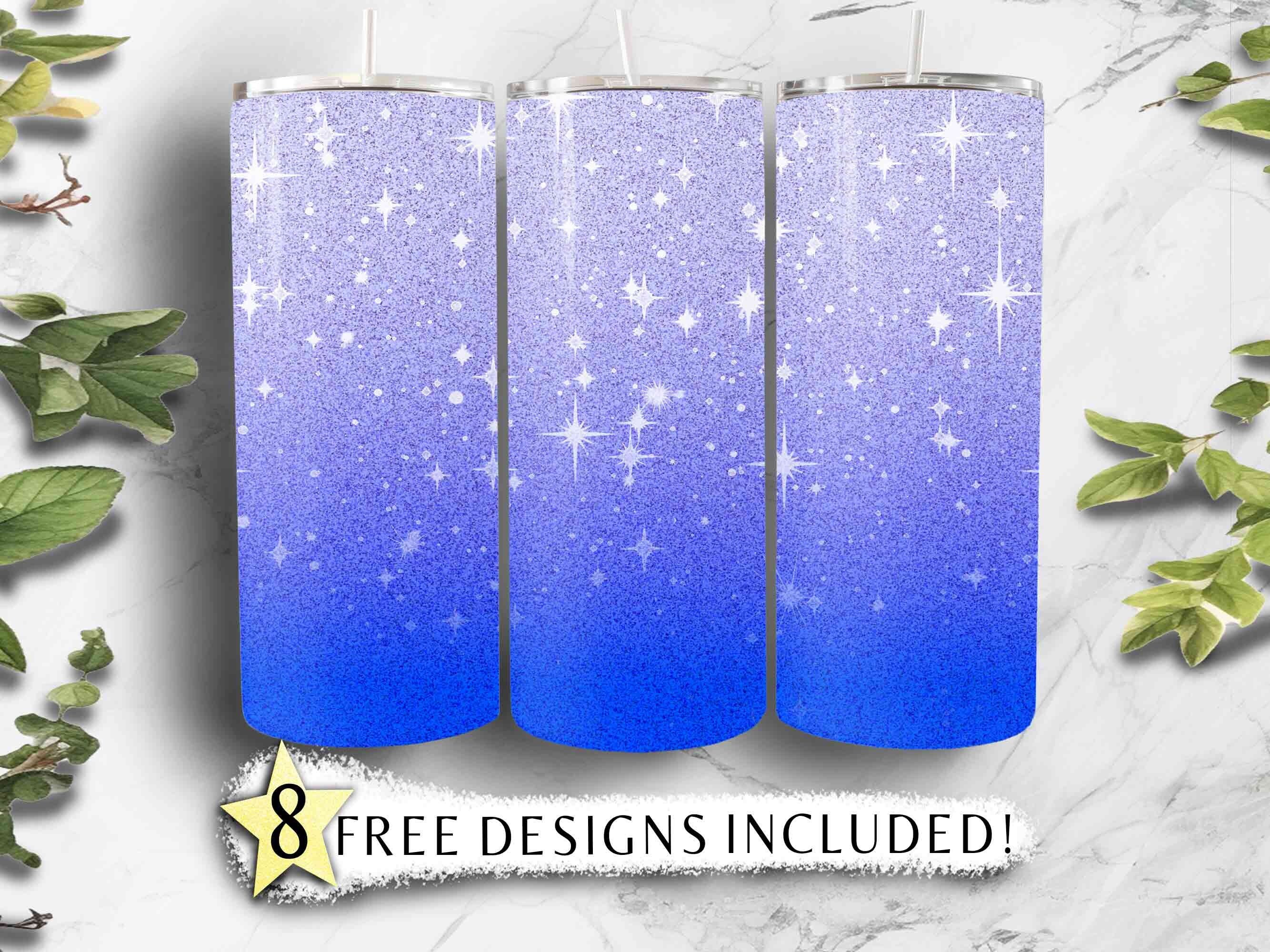 Sparkle Blue Ombre Glittery Tumbler PNG, 20 Oz Tumbler Wrap, Glitter ...