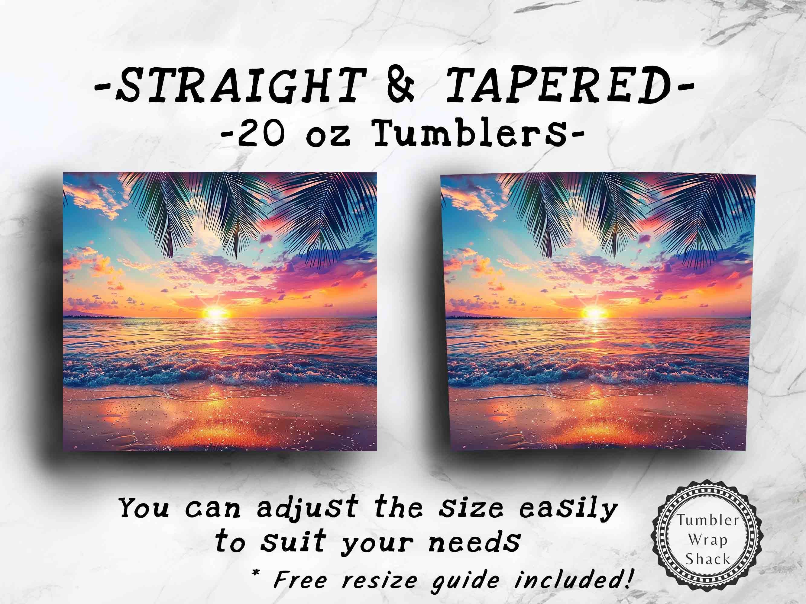 Sunset Beach Tumbler Wrap Scene PNG, Summer Ocean Designs, 20oz ...