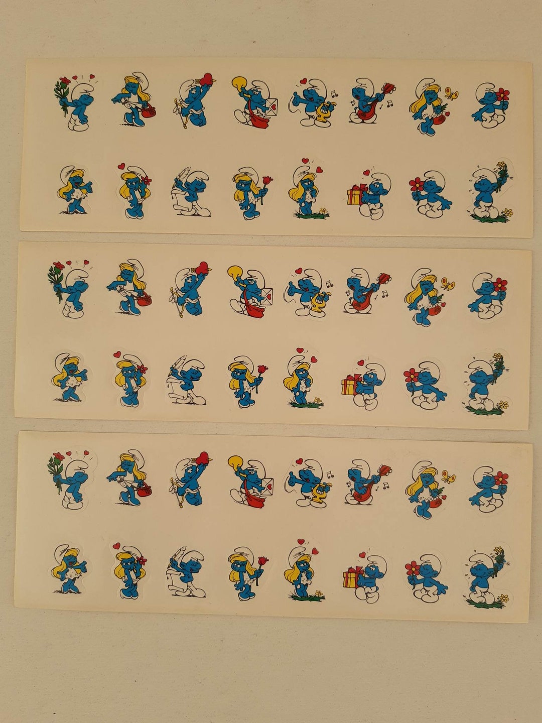 Smurf Stickers 1980s vintage Smurf Sticker Cards unused - Etsy