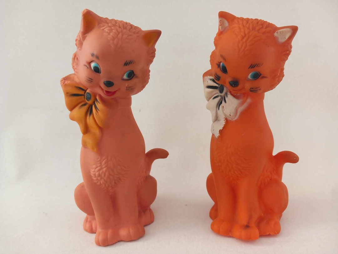 Rubber Cats Toys ,vintage Squeeze Vinyl Rubber Cats ,1970s Greek Rubber ...