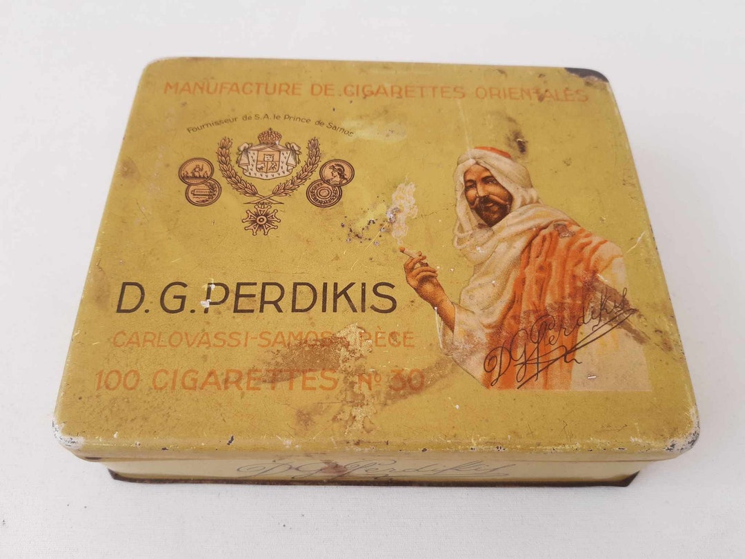 Perdikis Carlovassi Samos Tin Box Case 1930's Greek 100 - Etsy