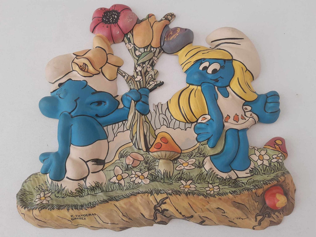 The Smurfs Wall Decor ,vintage 1980s Home Wall Decor Smurfs ,rare Greek ...