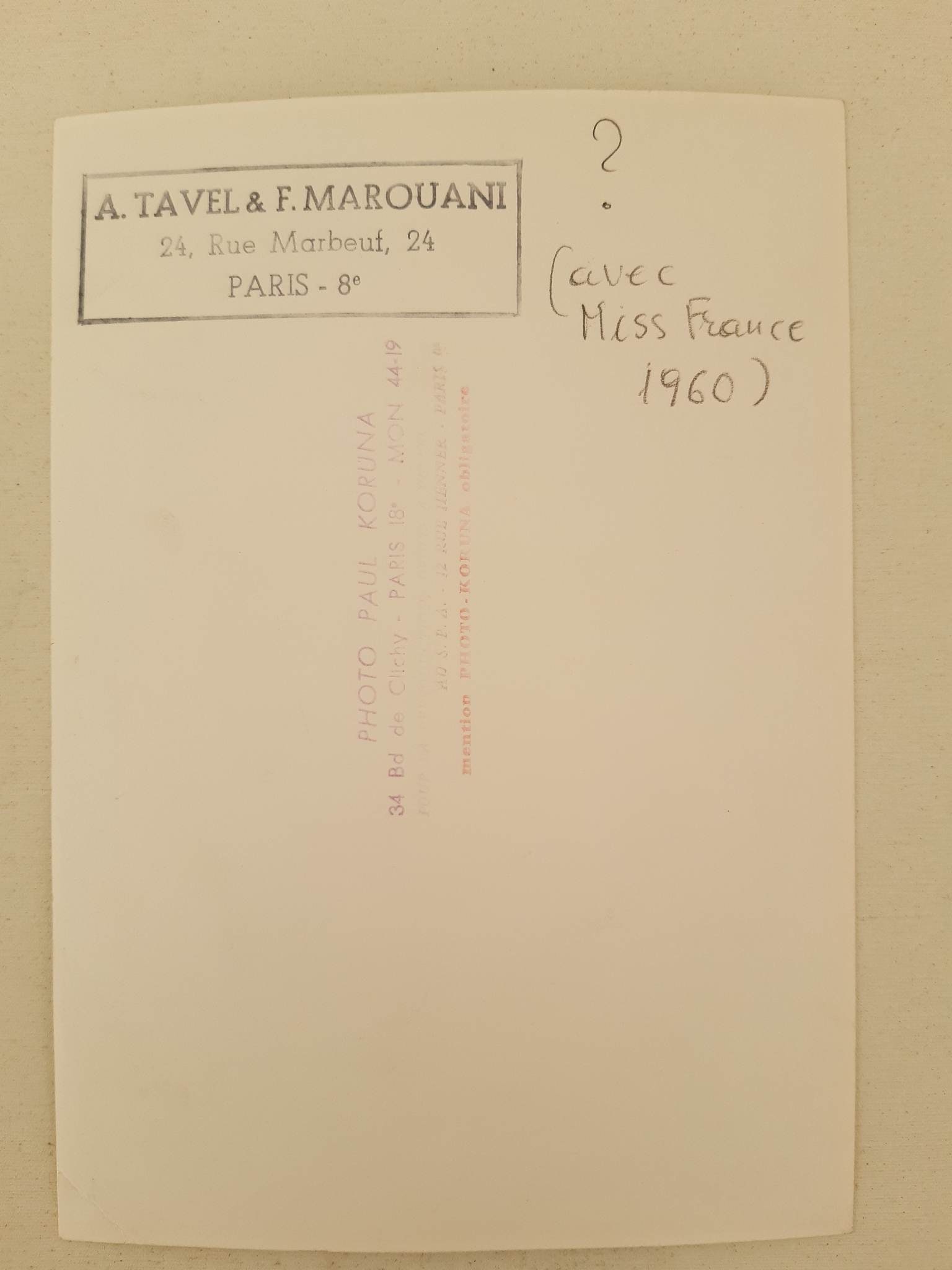 Paul Koruna Paris Vintage Photo Laura Lor Actress ,rare Photo Paul ...