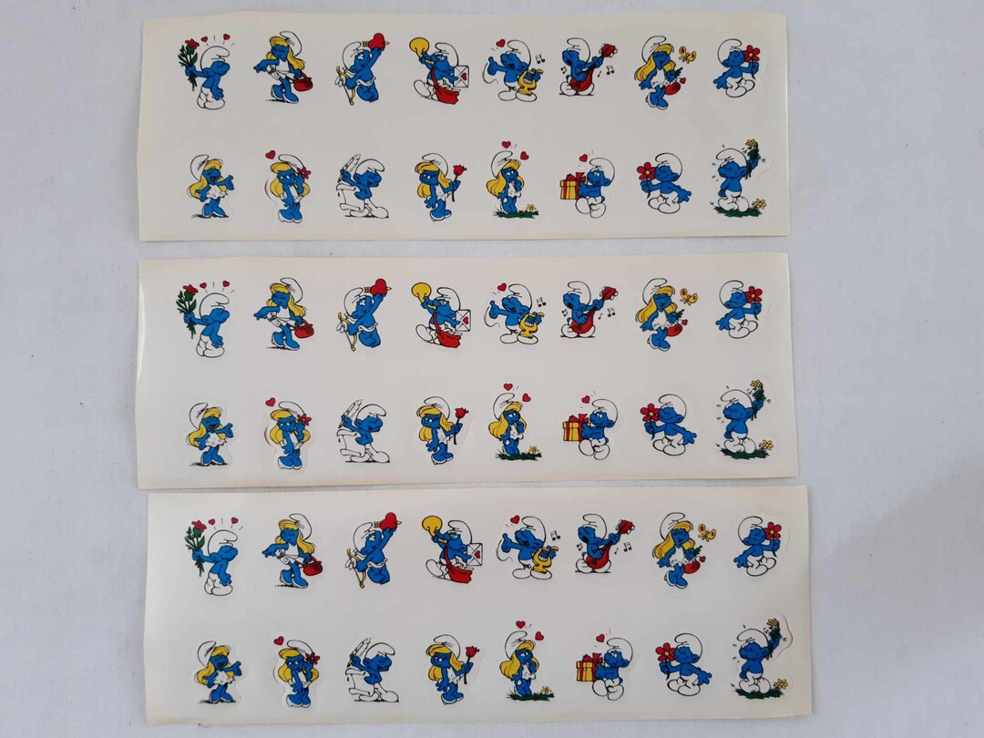 Smurf Stickers 1980s ,vintage Smurf Sticker Cards ,unused Smurf Small ...