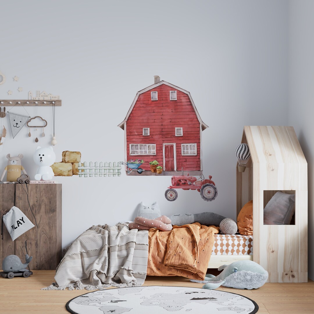 Farm Nursery Decal, Tractor Wall Decal, Farm Nursery Barn, Farm Nursery ...