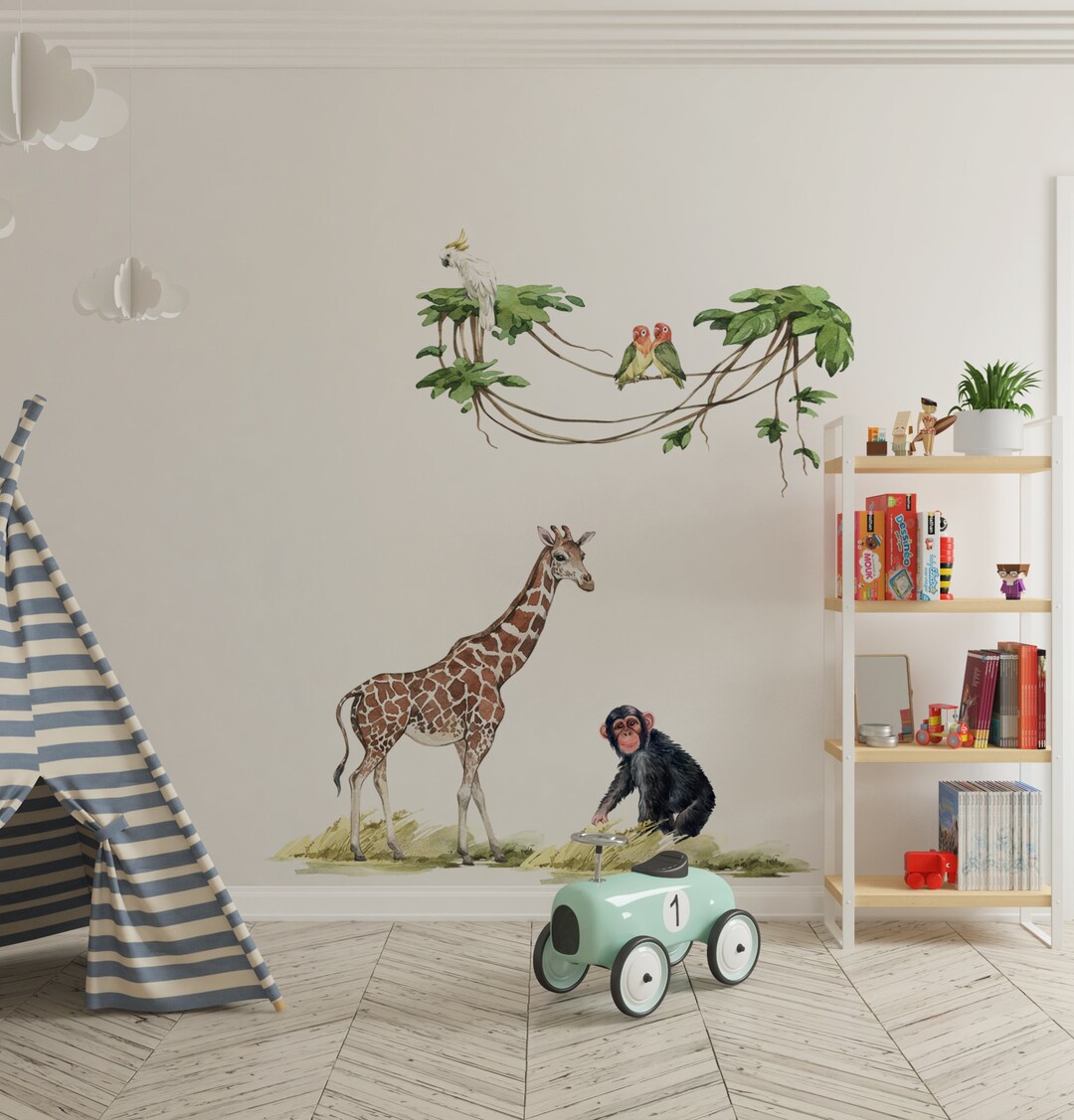 Safari Nursery Decor, Giraffe Decals, Safari Wall Decal, Safari Decal ...