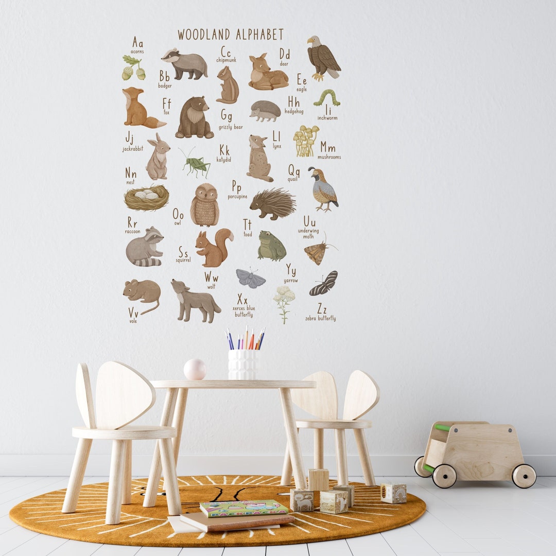 Woodland Animal Alphabet Wall Decals, Alphabet Wall Decal, Alphabet ...