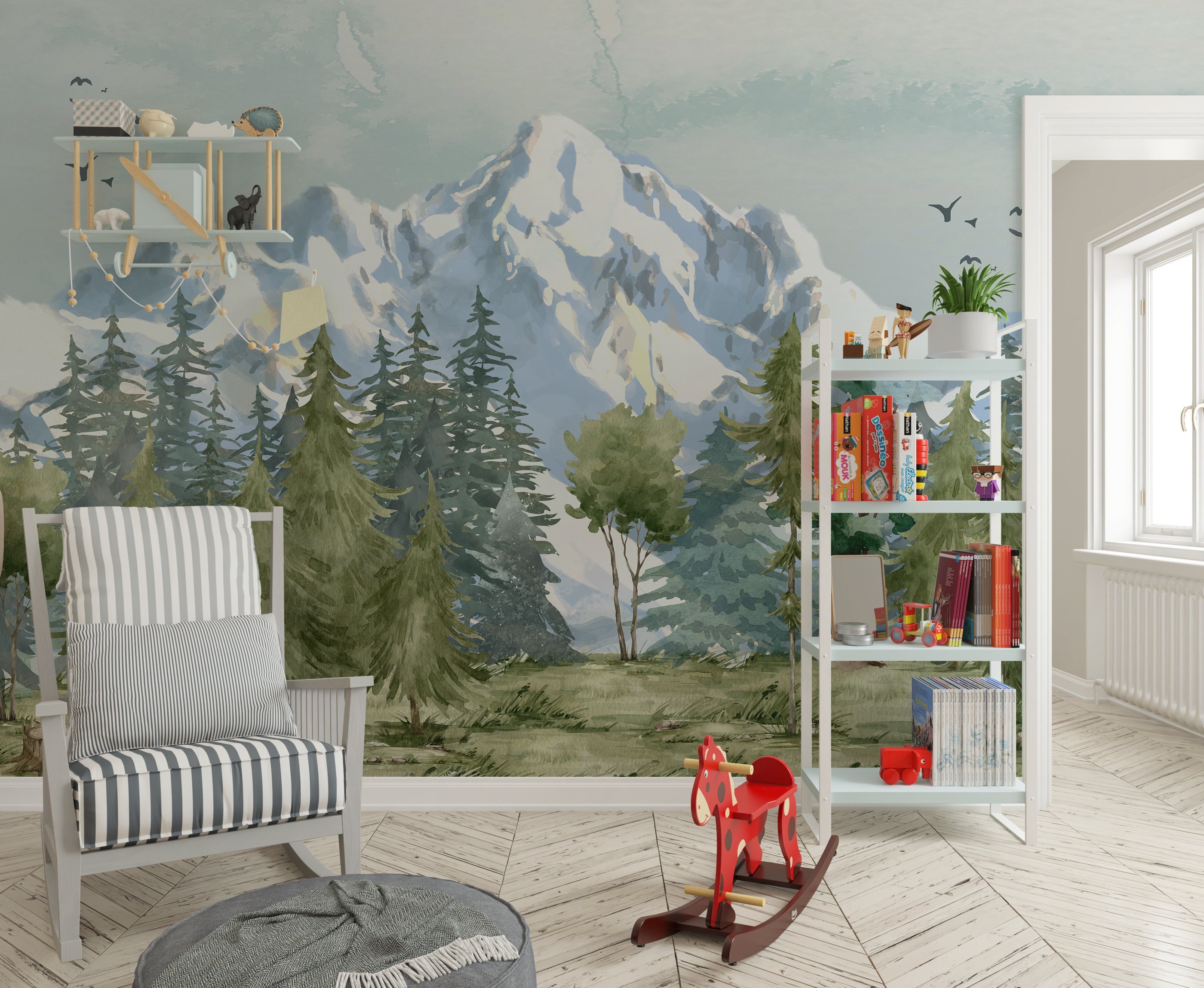 Forest Wallpaper, Pine Tree Wallpaper, Removable Wallpaper, Woodland ...