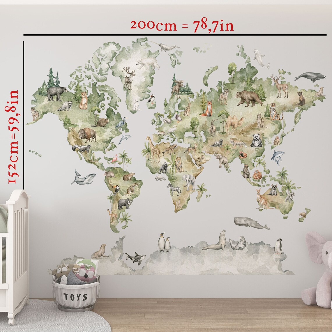 WORLD MAP Wall Decal for Kids World Map Wall Decal Wall - Etsy