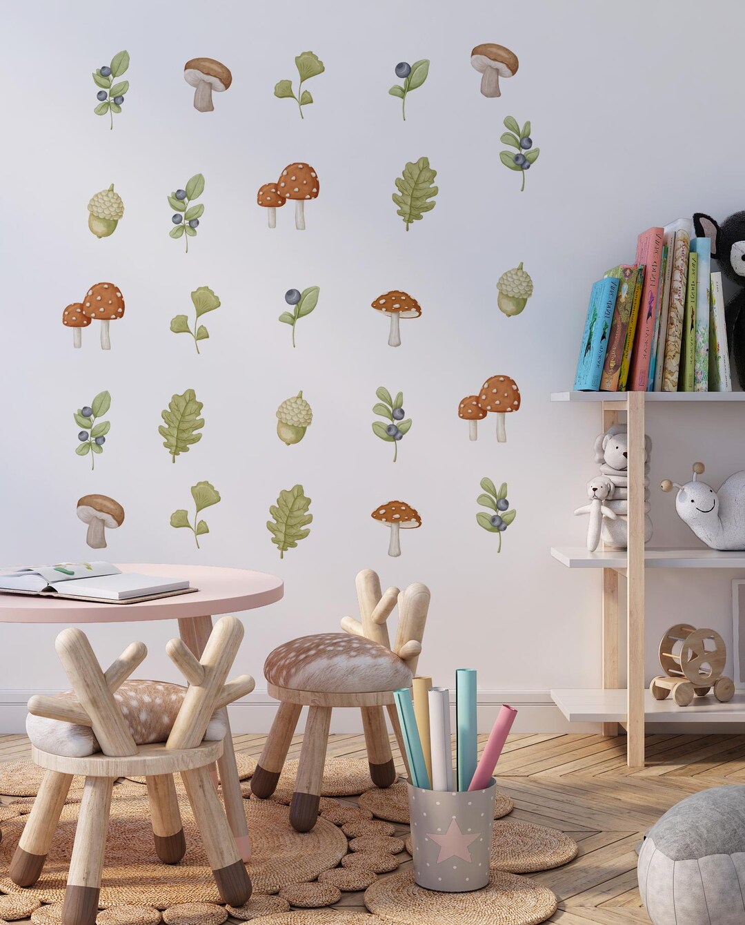 Floral Mushroom Wall Decals: Boho Forest Nursery Decor, - Etsy