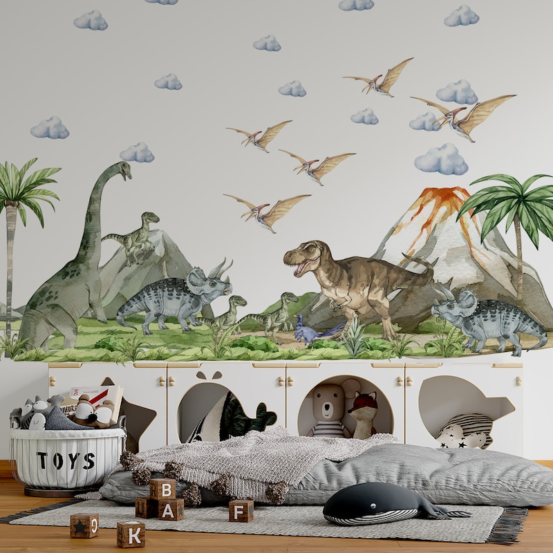 Dinosaur Mural - Etsy