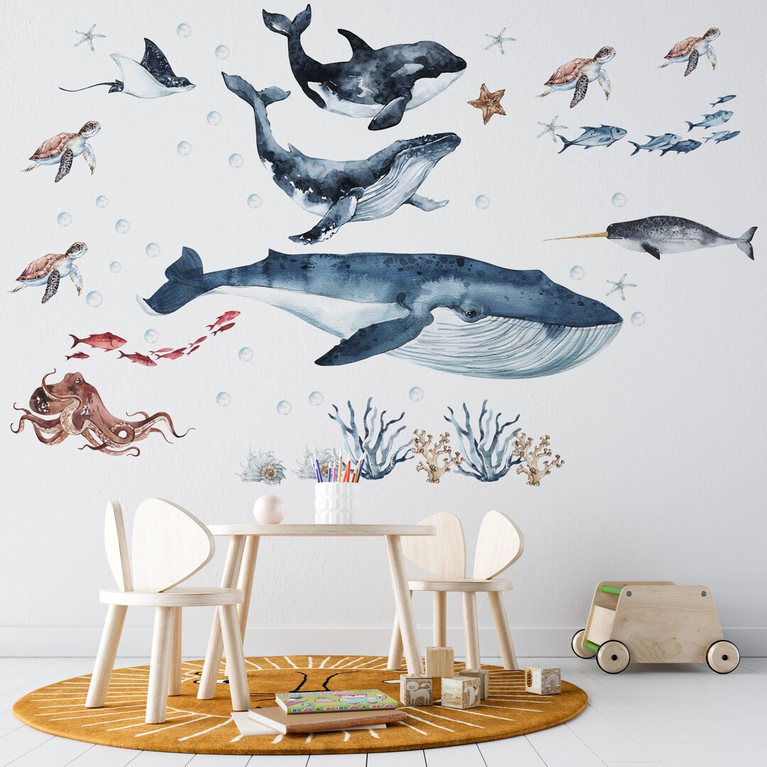 Ocean Wall Decal, Ocean Wall Stickers, Sea Life Wall Decal, Under the ...