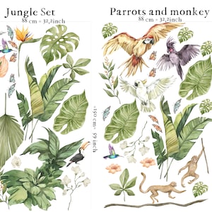Jungle Wall Decal, Jungle Wall Stickers, Tropical Wall Decal, Wall ...