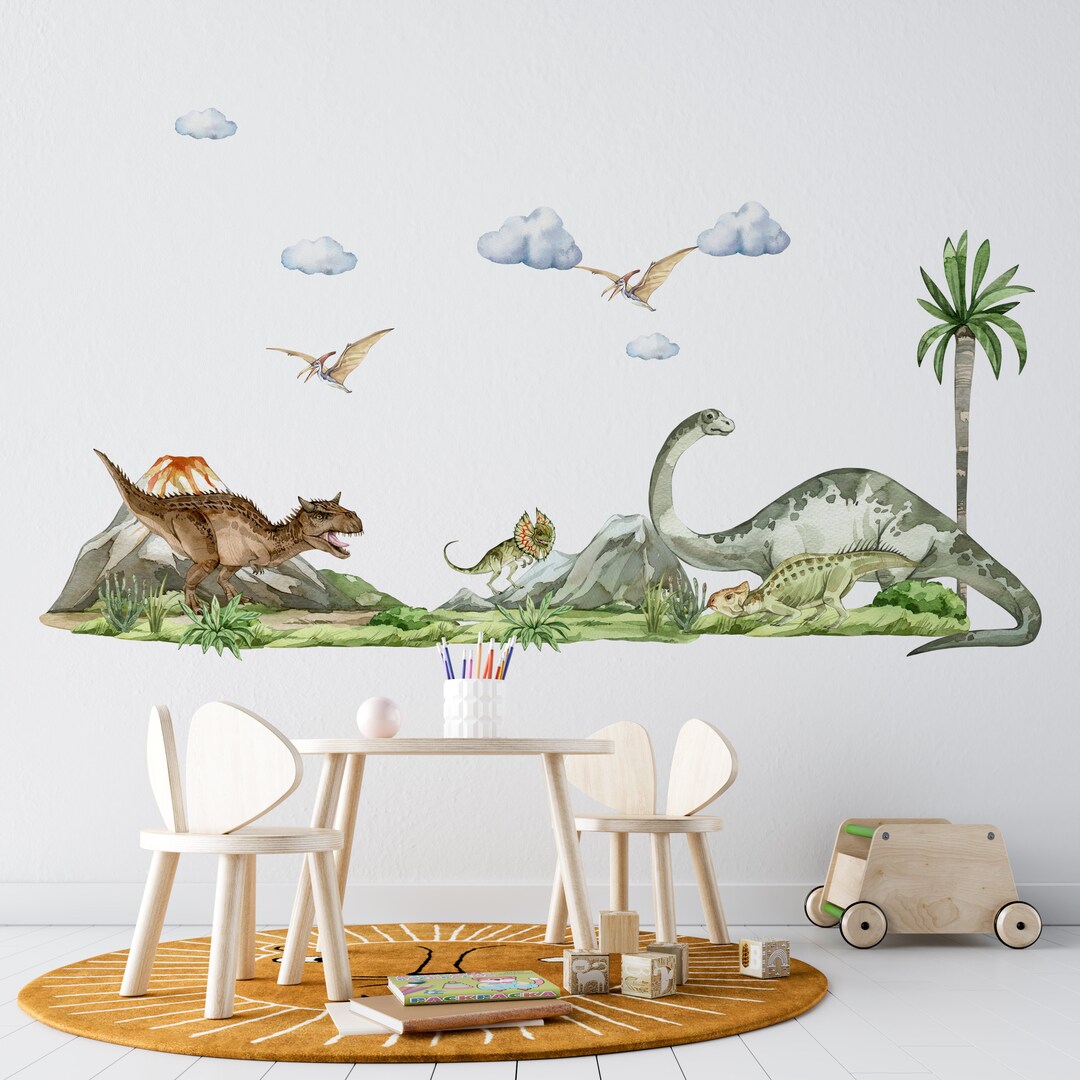 Dinosaur Wall Decal Big Set, Diplodocus in Boy Room, Dinosaur Stickers ...