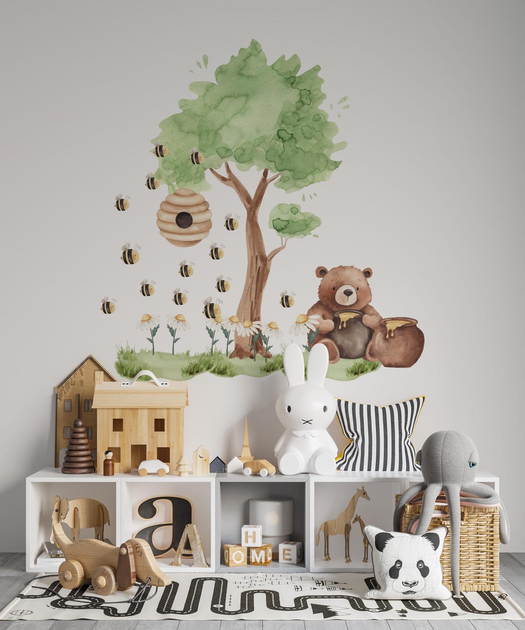 Bear Wall Decals | Nursery Wall Stickers | Tree and Bees Wall Stickers ...