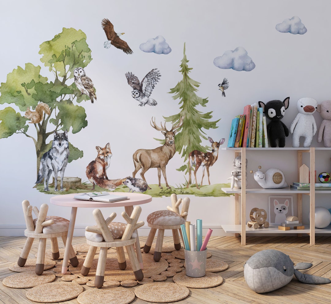 Forest Wall Decal, Woodland Wall Decal, Woodland Wall Stickers, Forest ...