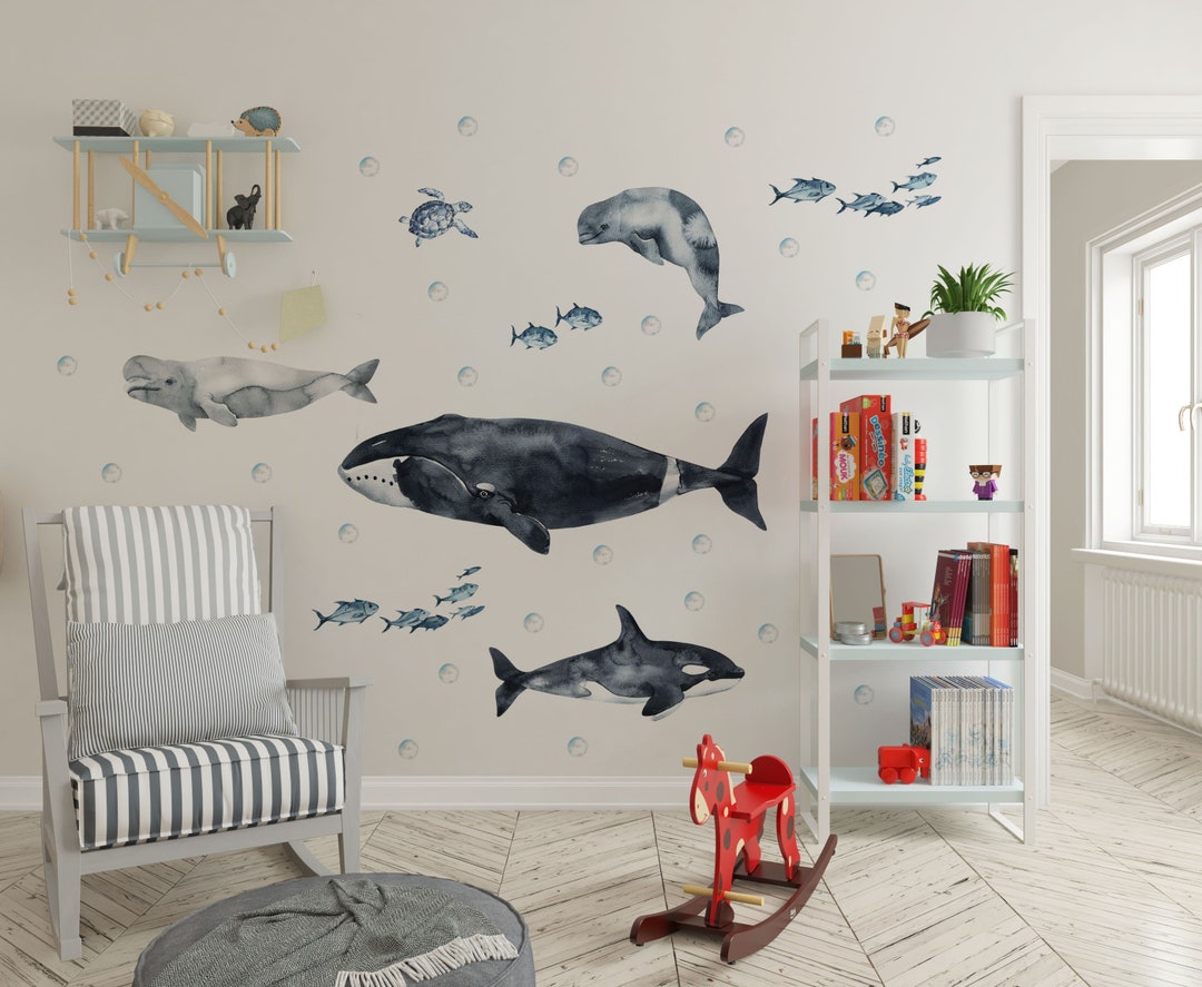 Ocean Wall Decal, Under the Sea Wall Decal, Whale Wall Decals ...