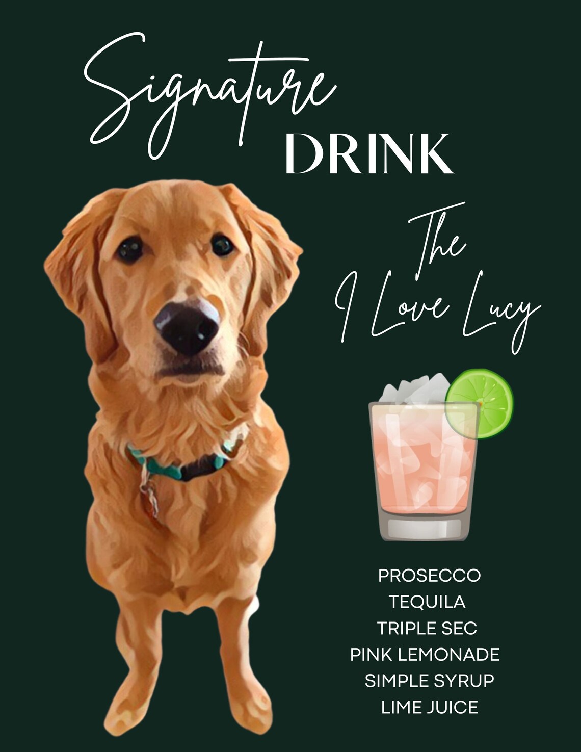 Pet Signature Drink Wedding Sign, Customizable Wedding Digital Download ...