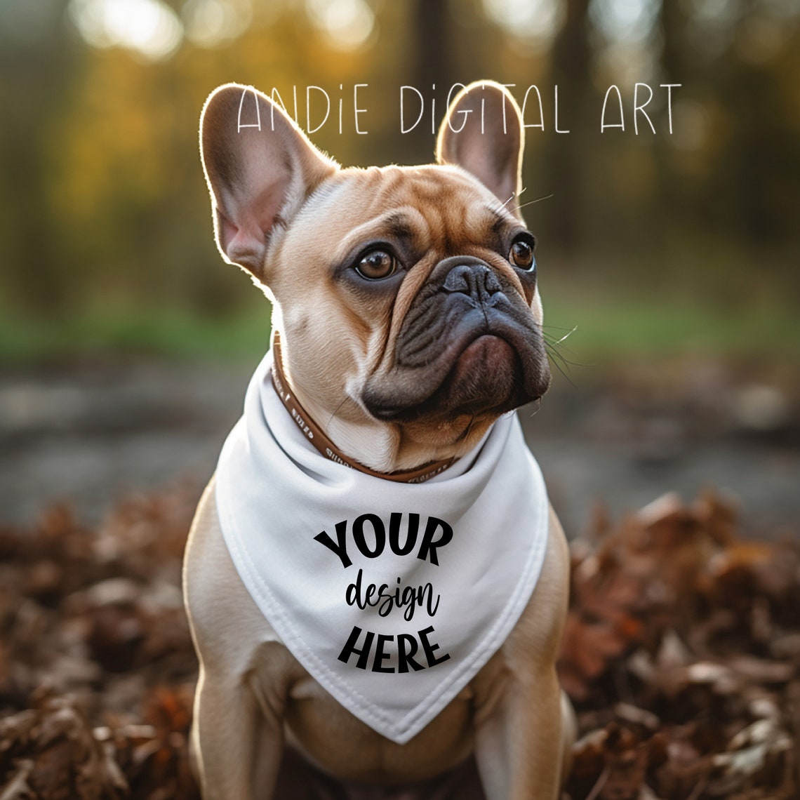 Mockup French Bulldog Dog Bandana Mocks Dog Bandana Mockup Pet Collar ...