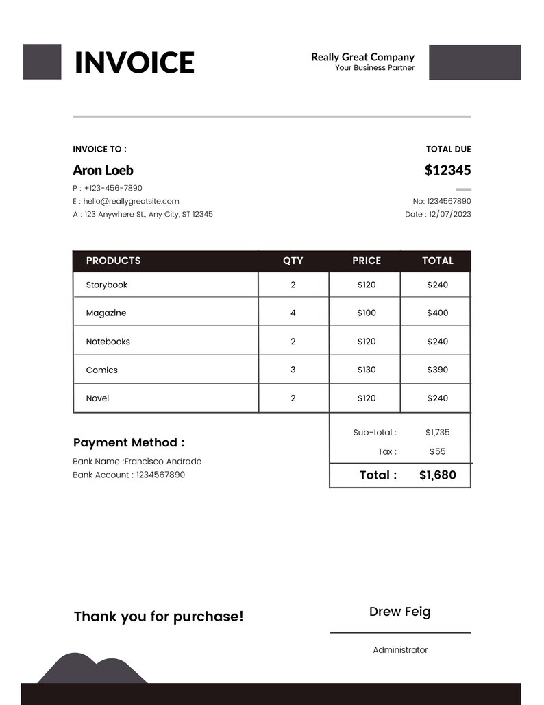 Editable Modern Sales Invoice Template Small Business - Etsy Australia