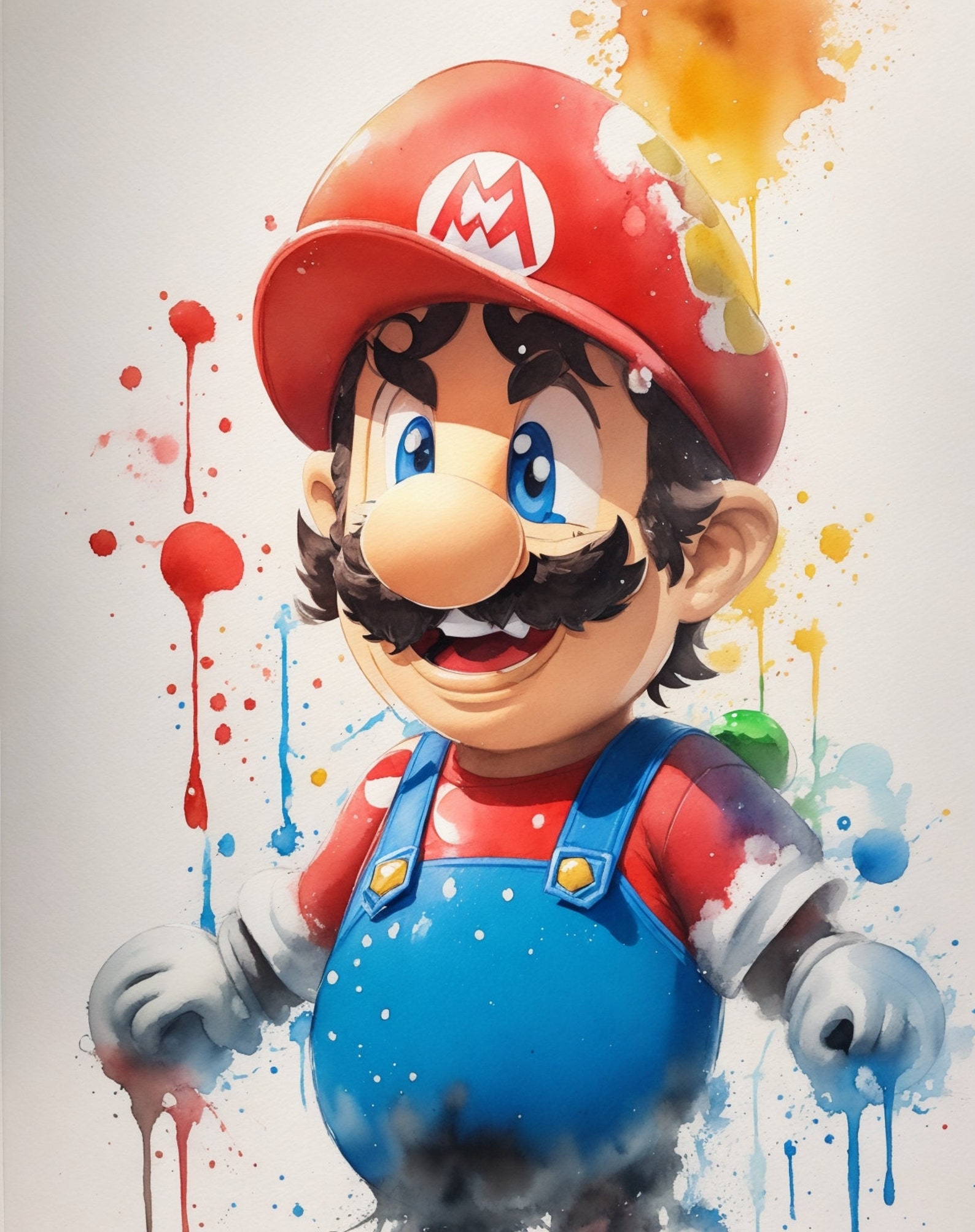 Set of 5 Watercolor Super Mario Bros Digital Images for Printing, T ...