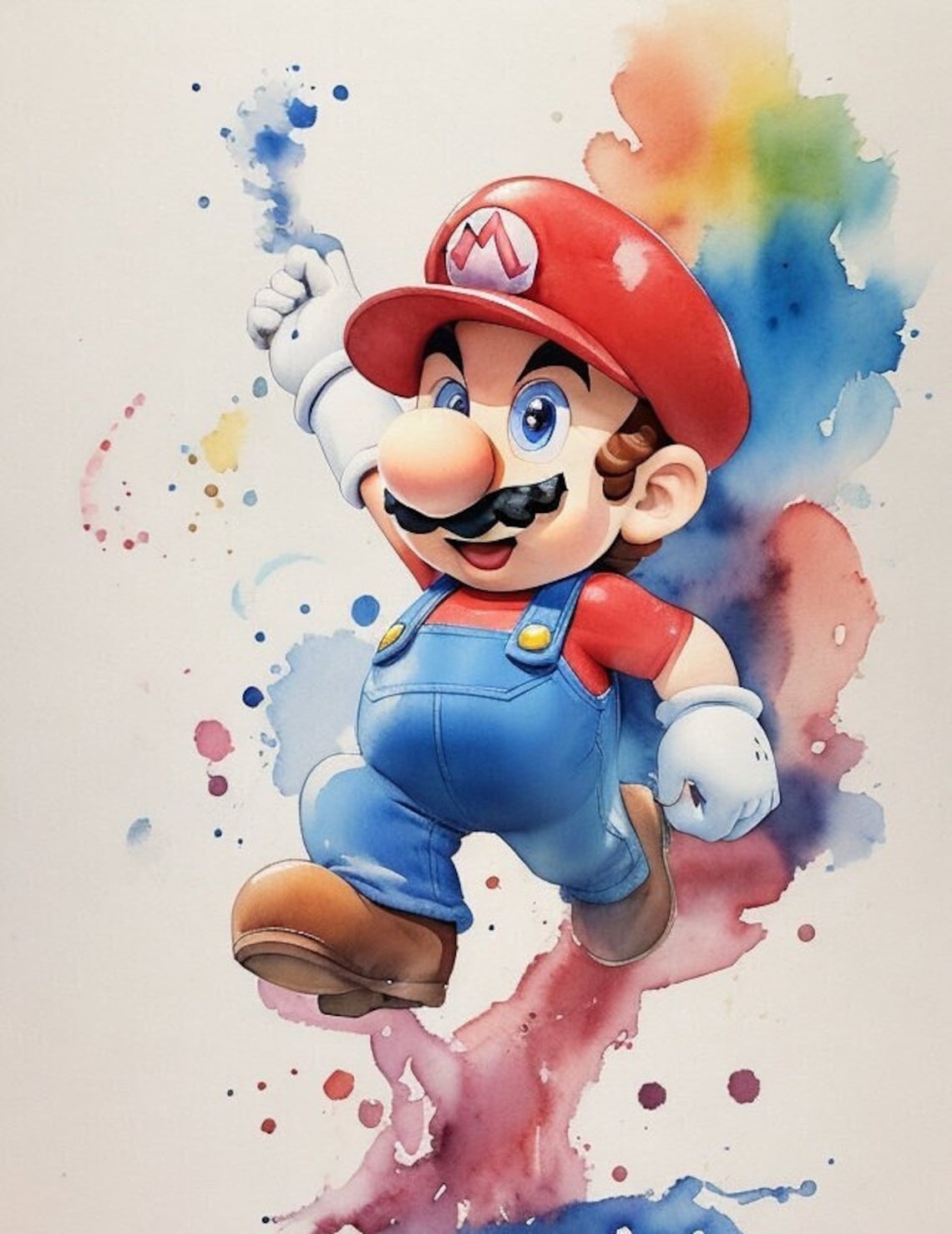 Set of 5 Super Mario PRINTABLE Watercolor Bundle Poster, T-shirt, and ...