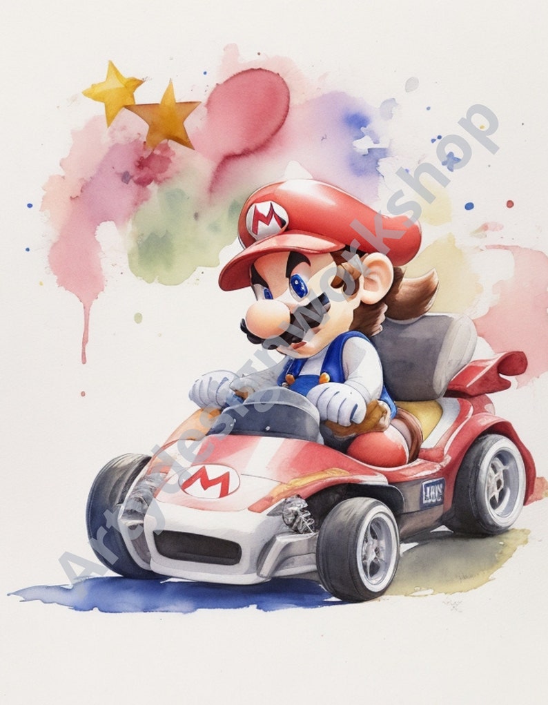 Set of 5 Super Mario PRINTABLE Watercolor Bundle Poster, T-shirt, and ...