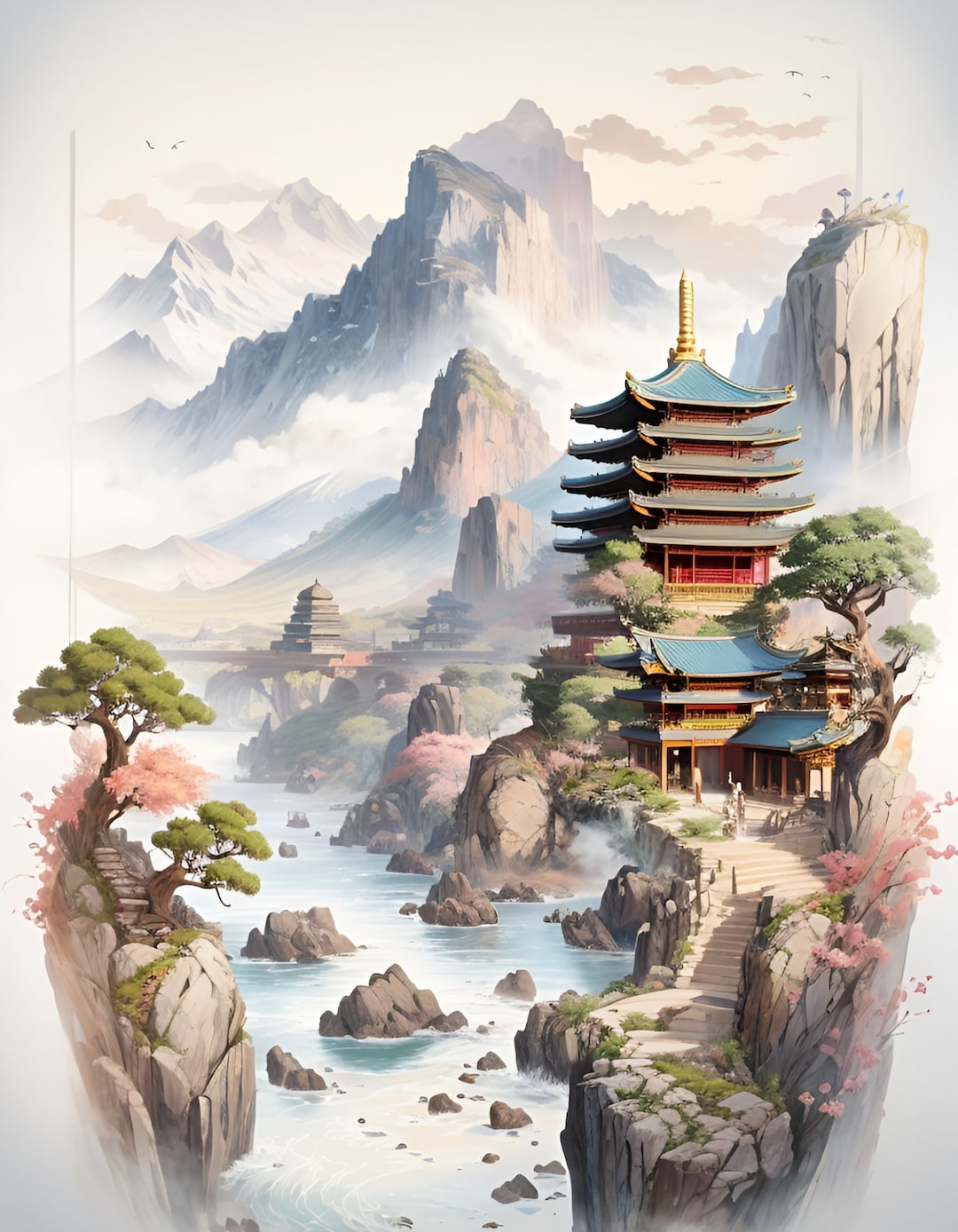 Set 10 Landscape Images, Digital Print, Nature Illustration, Home Art ...