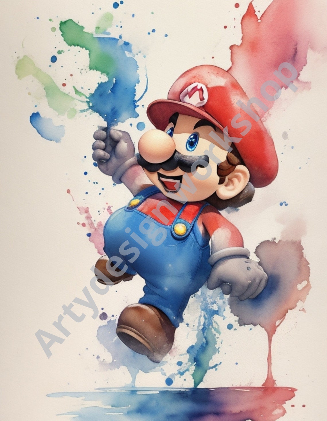 Set of 5 Super Mario PRINTABLE Watercolor Bundle Poster, T-shirt, and ...