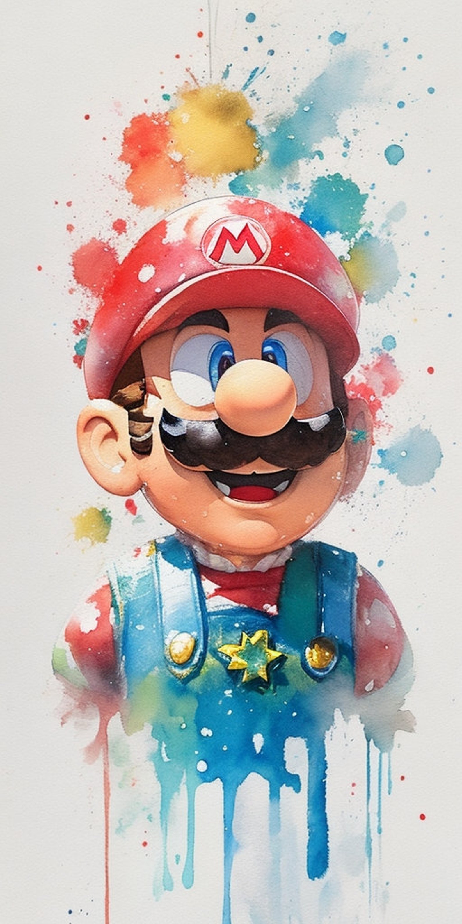 Set of 5 Watercolor Super Mario Bros Digital Images for Printing, T ...