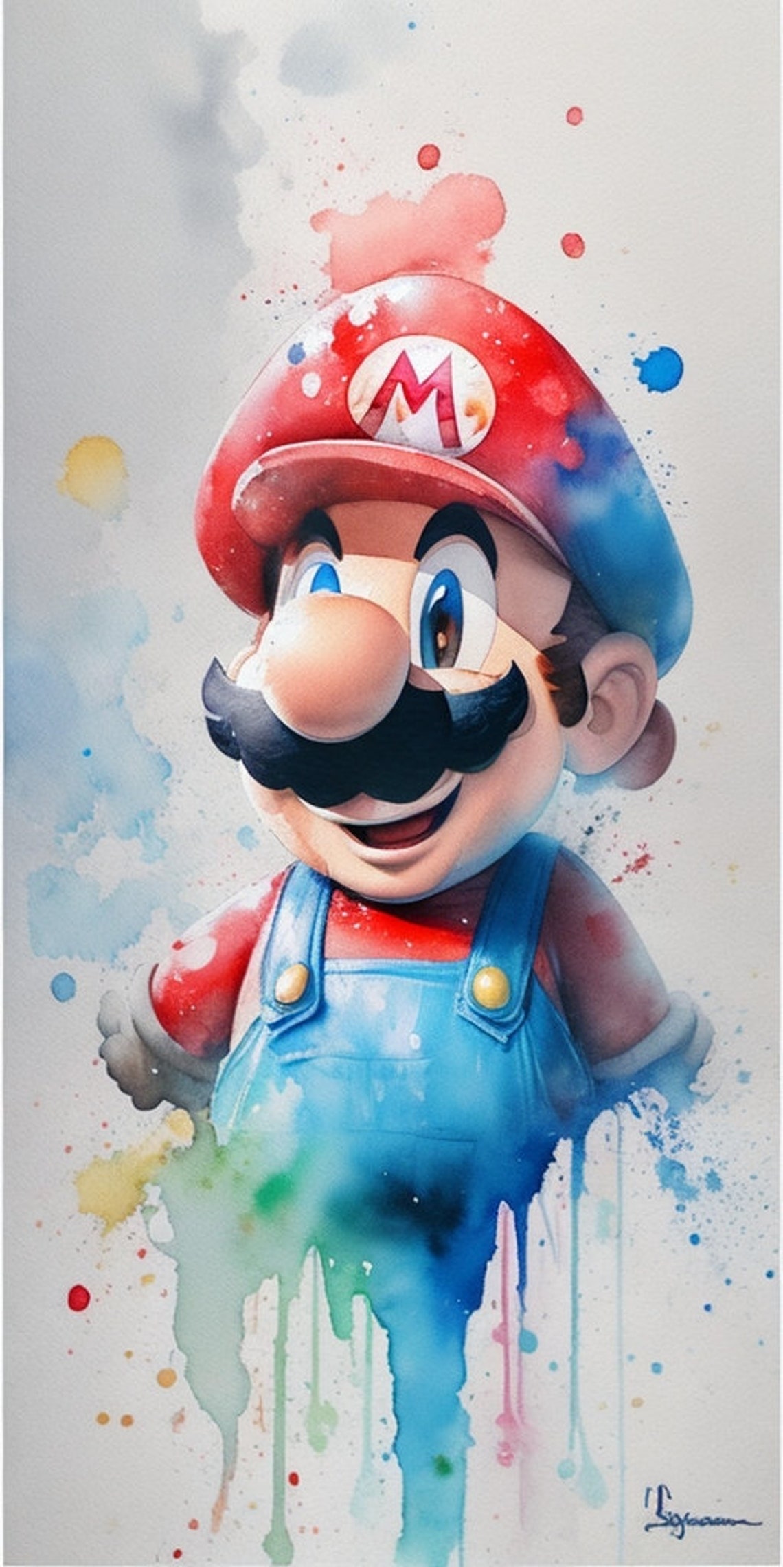 Set of 5 Watercolor Super Mario Bros Digital Images for Printing, T ...