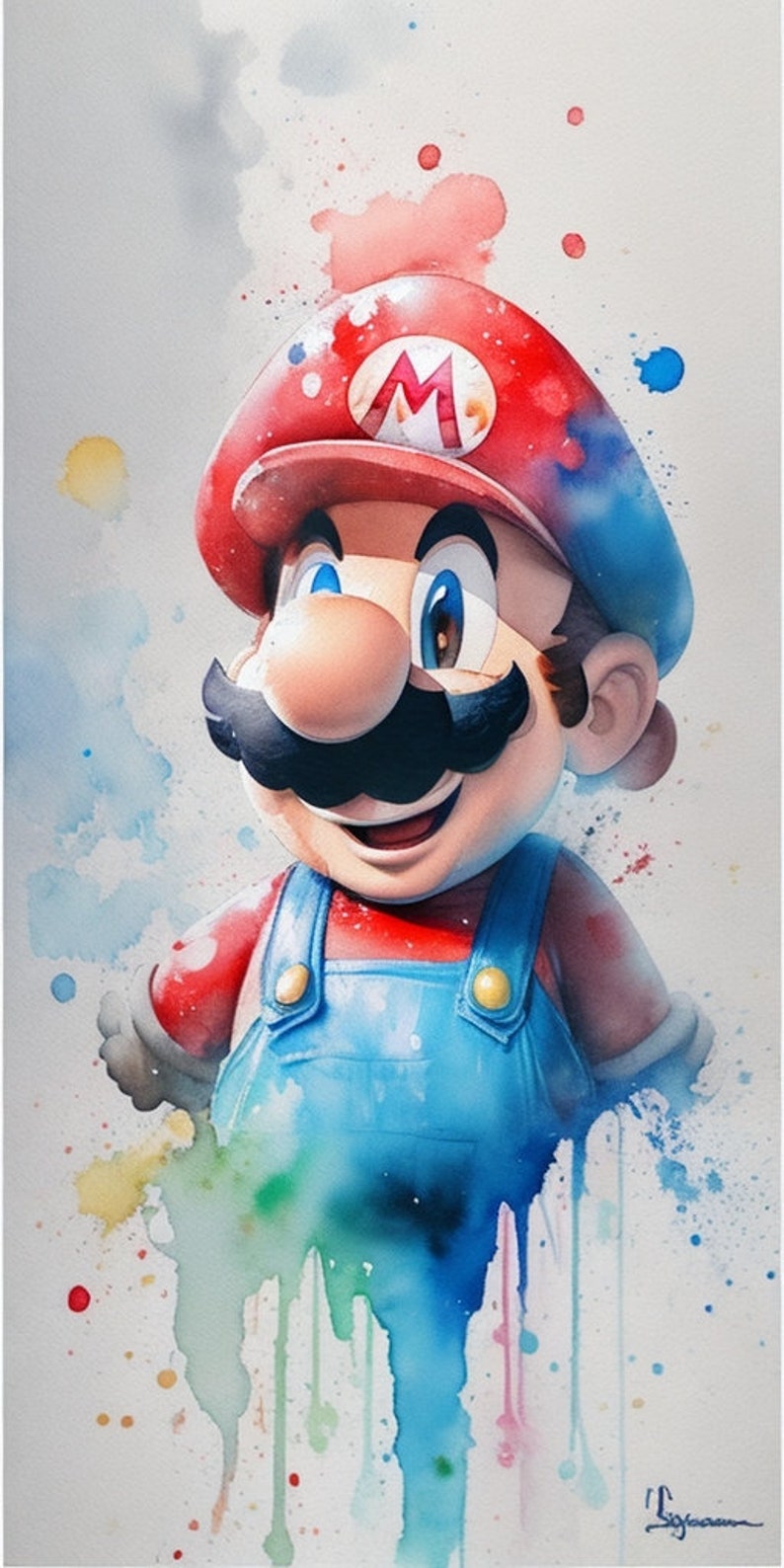 Set of 5 Watercolor Super Mario Bros Digital Images for Printing, T ...