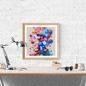 Set of 5 Watercolor Super Mario Bros Digital Images for Printing, T ...