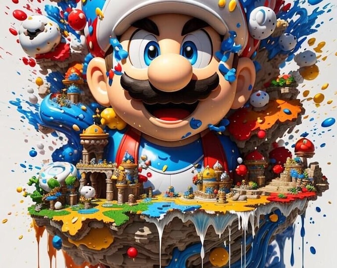 Set of 5 Watercolor Super Mario Bros Digital Images for Printing, T ...